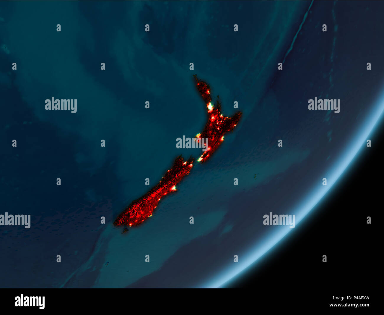 New Zealand as seen from Earth’s orbit on planet Earth at night ...