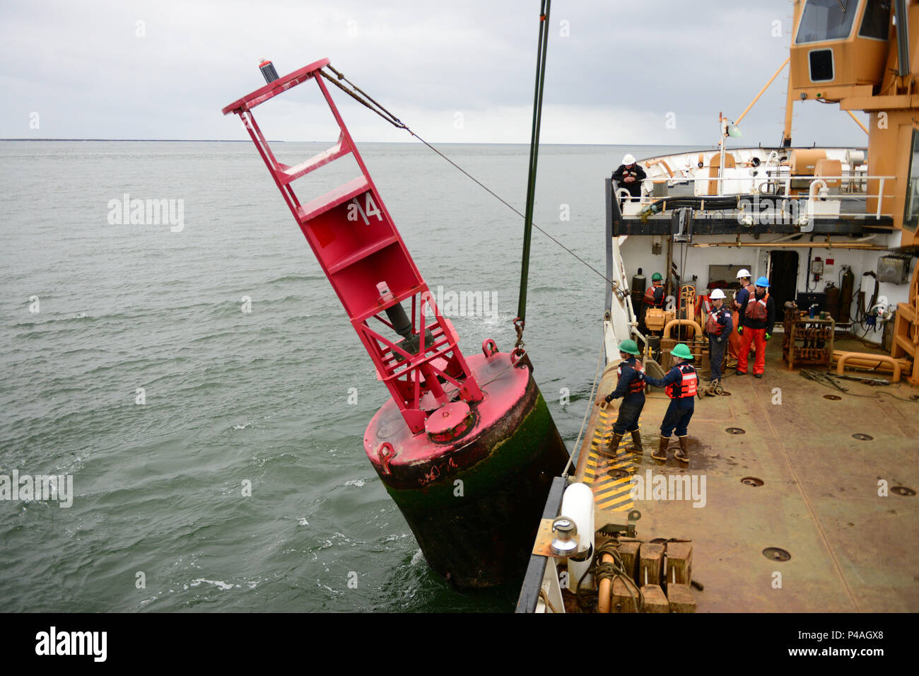 The deck force aboard the Coast Guard Cutter Fir, a 225-foot seagoing ...