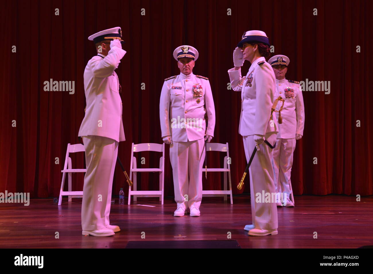 Rear Adm. Dave Callahan oversees Cmdr. Tina J. Pena as she relieves ...