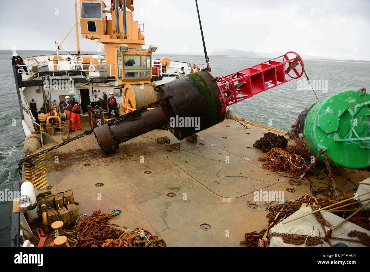 The deck force aboard the Coast Guard Cutter Fir, a 225-foot seagoing ...