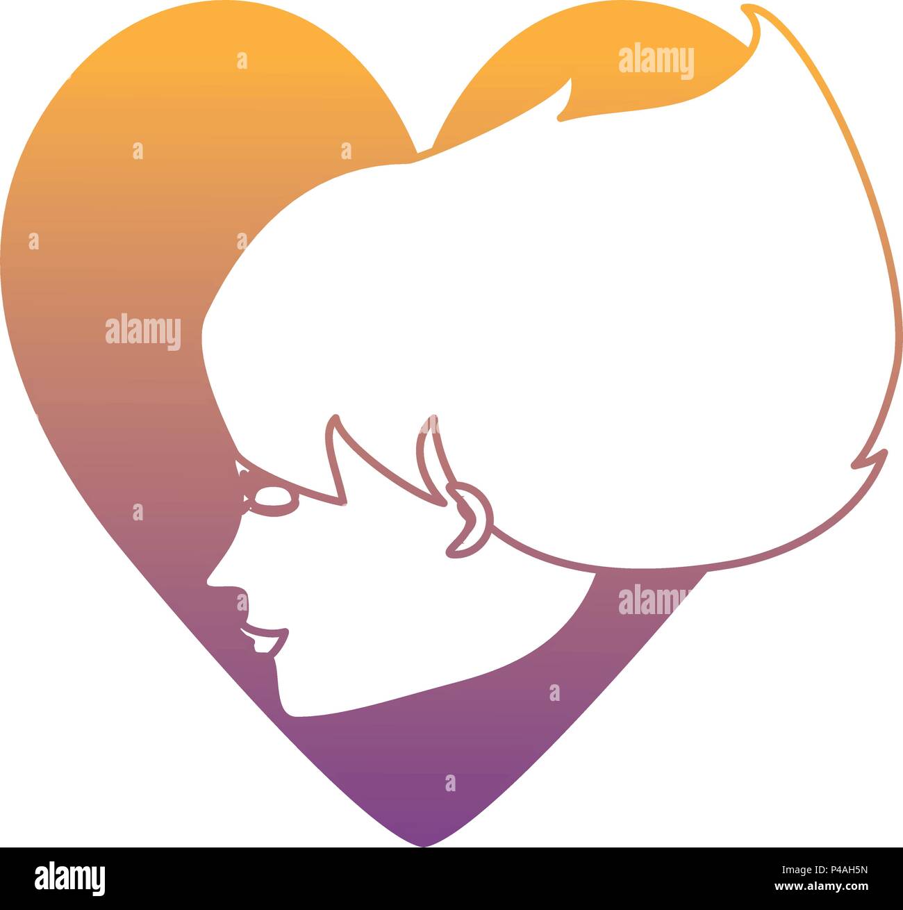 heart with profile of woman icon over white background, colorful design ...