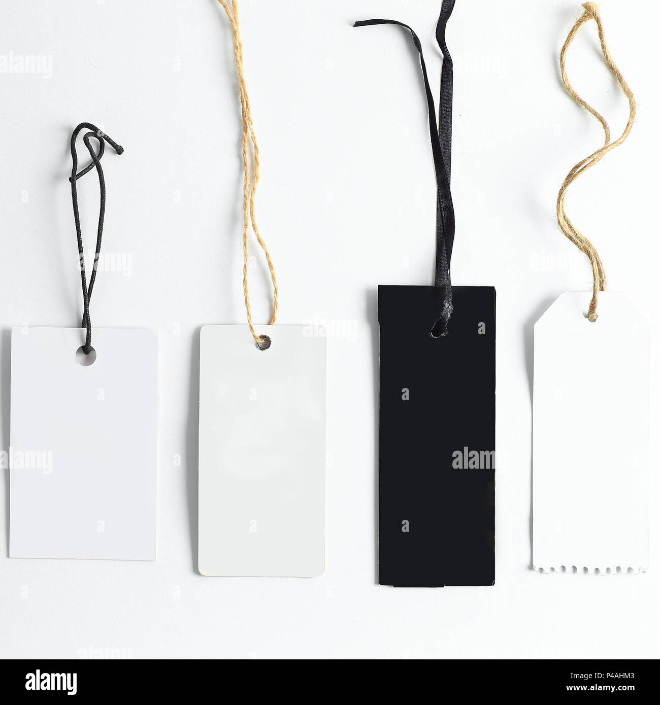 collection of decorative labels from a cardboard on a white background ...