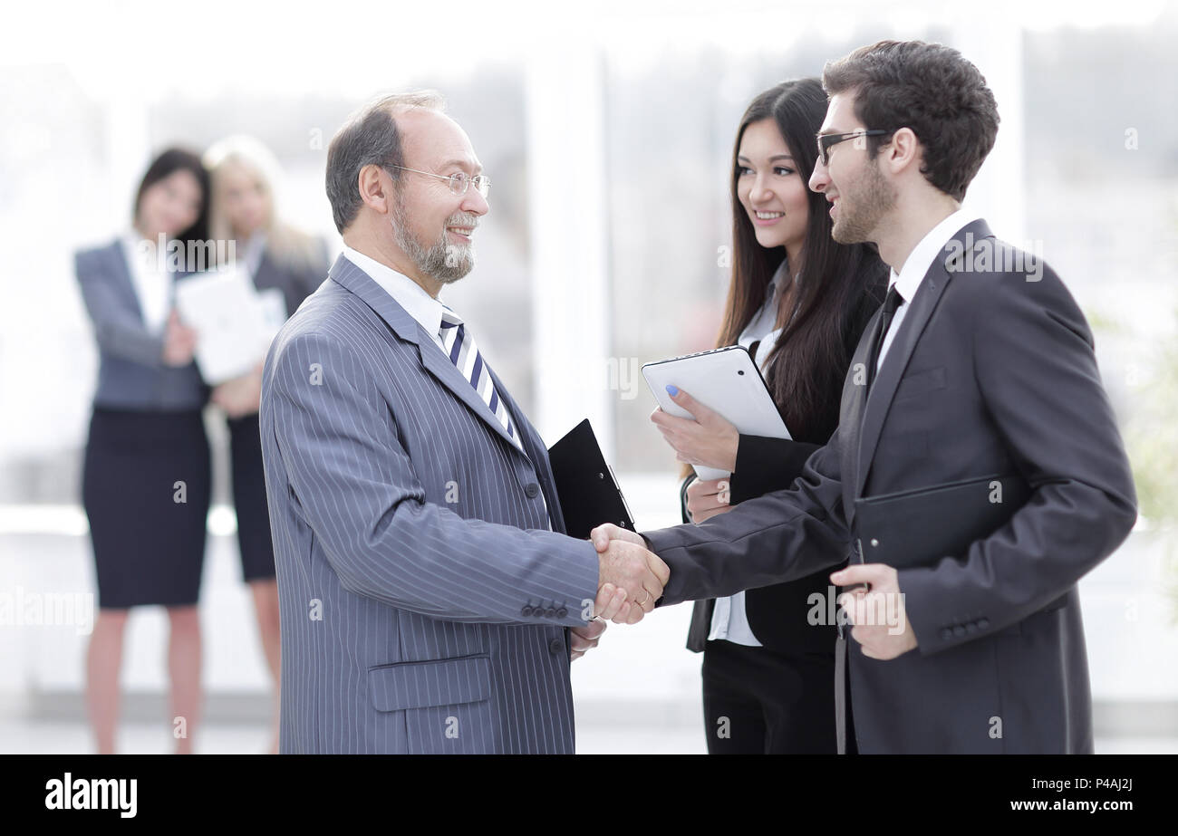 welcome and handshake of business people in the office.meetings and ...