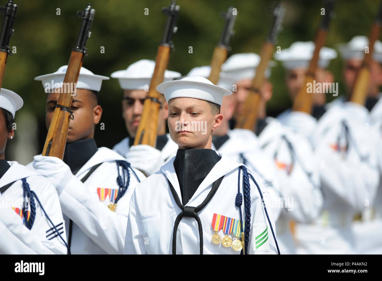 WASHINGTON D.C. - Members of the U.S. Navy's Ceremonial Guard conduct a change of command ...