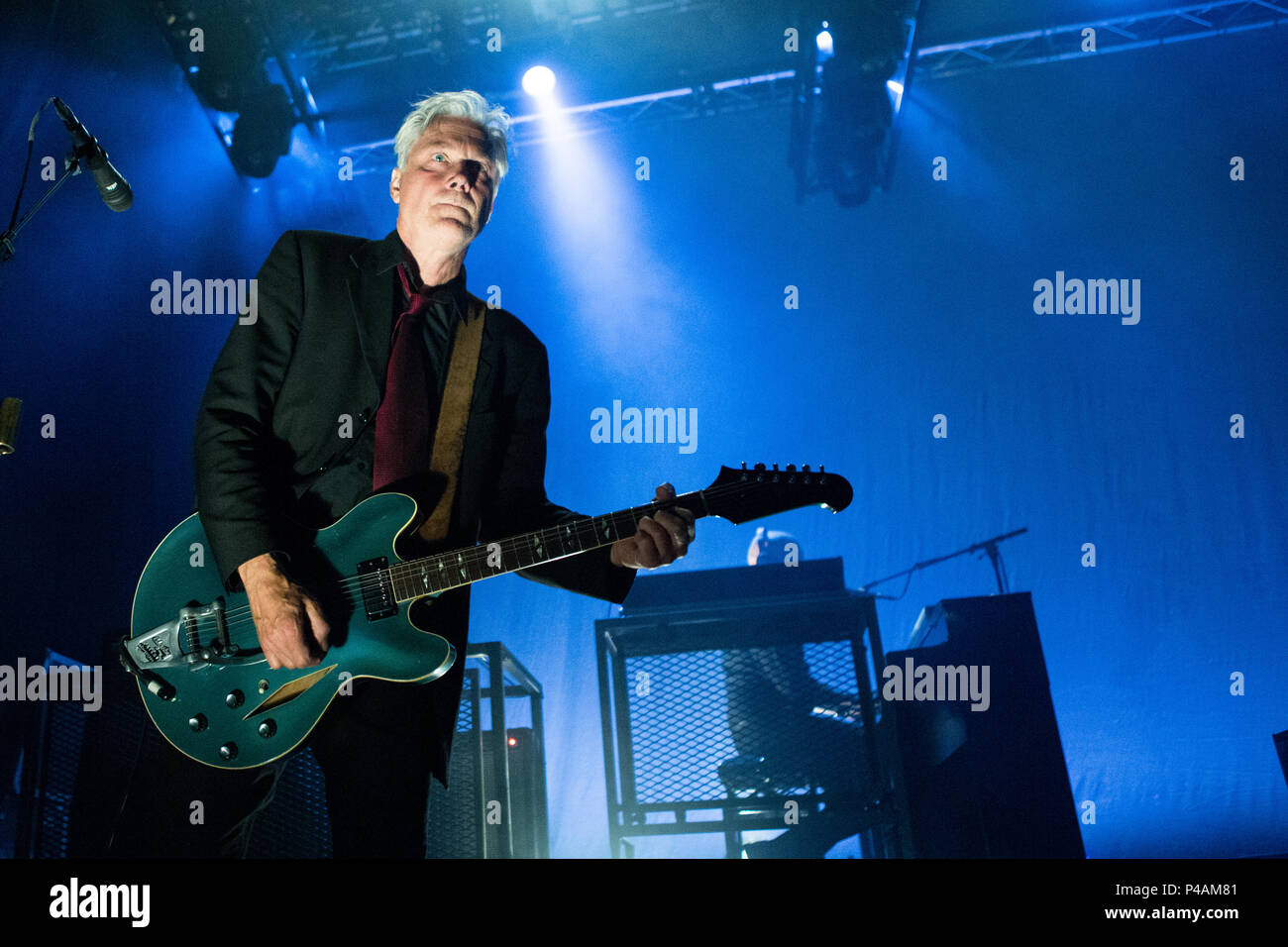 Norway, Oslo - June 15, 2018. Guitarist Pelle Ossler performs live with ...