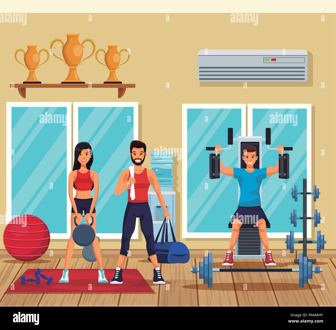 Cross training in gym Stock Vector Images - Alamy