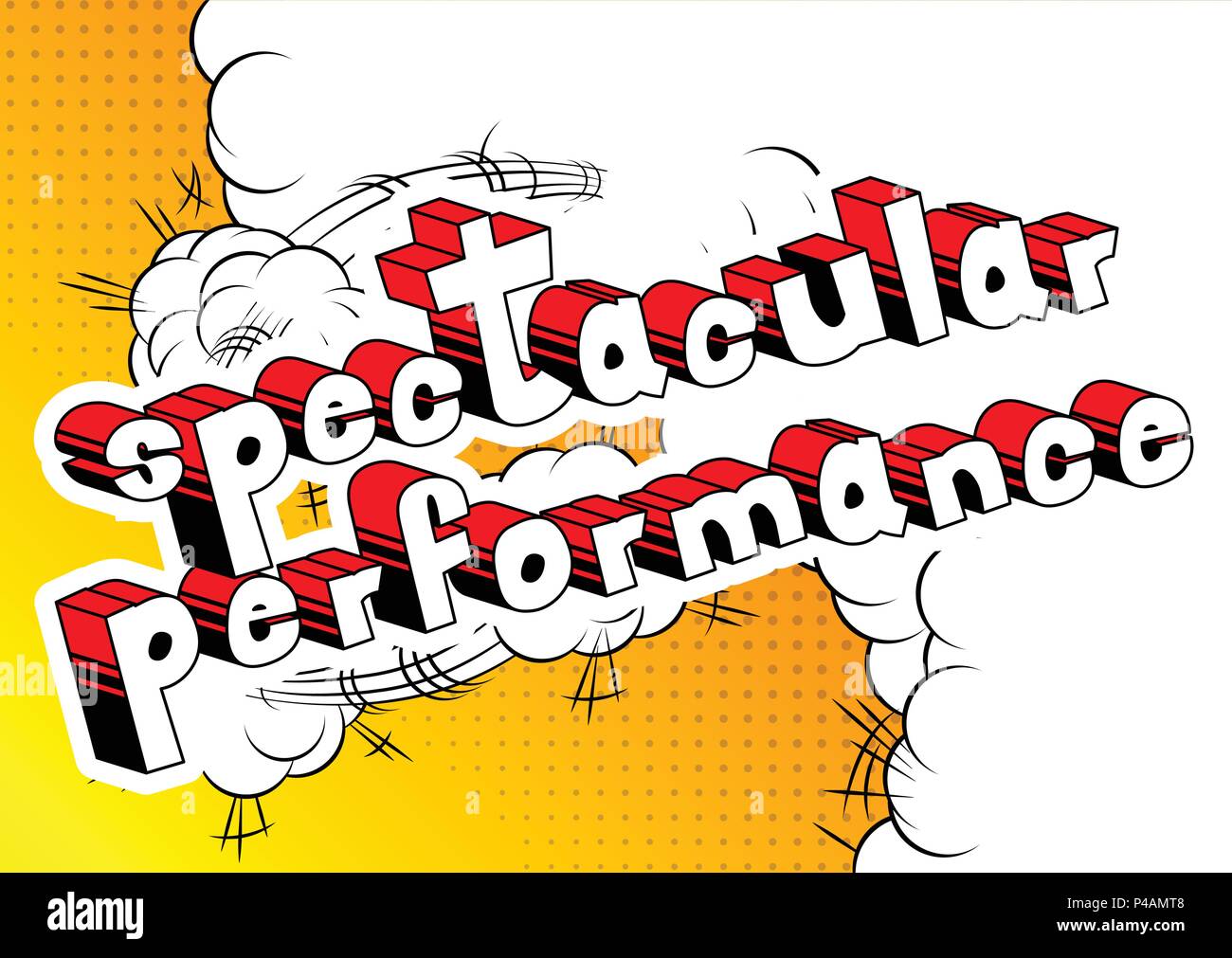 Spectacular Performance - Comic book word on abstract background Stock ...