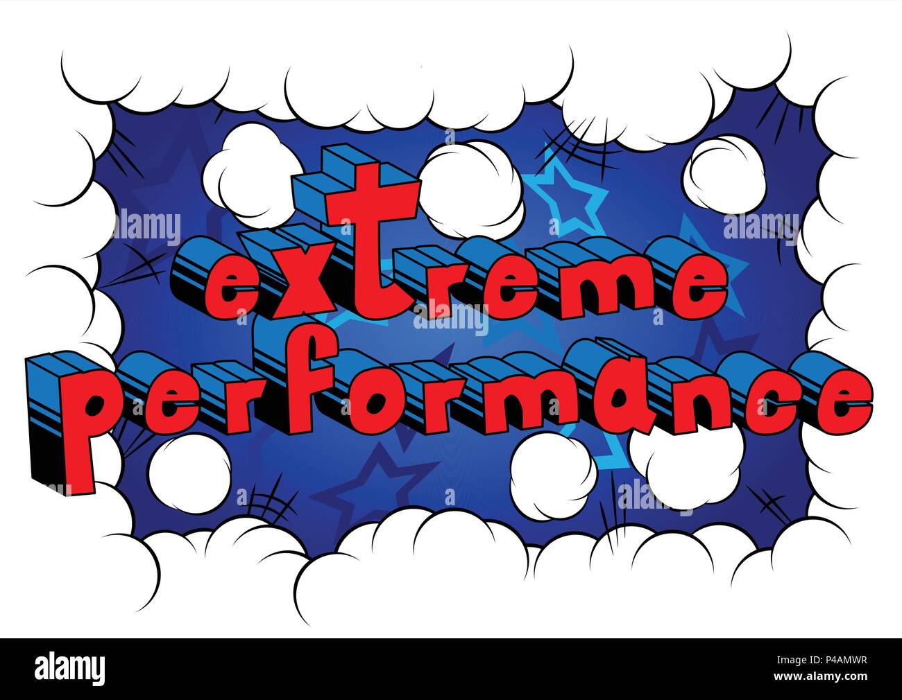 Extreme Performance - Comic book word on abstract background Stock ...