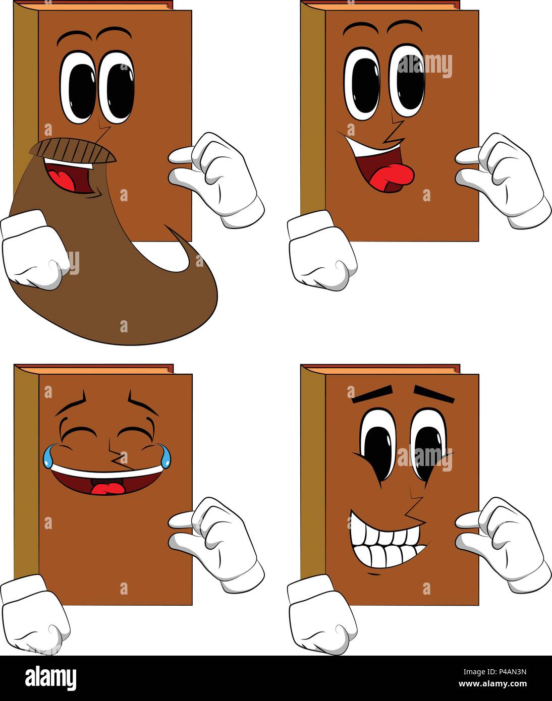 Books gesturing a small amount with hand. Cartoon book collection with ...
