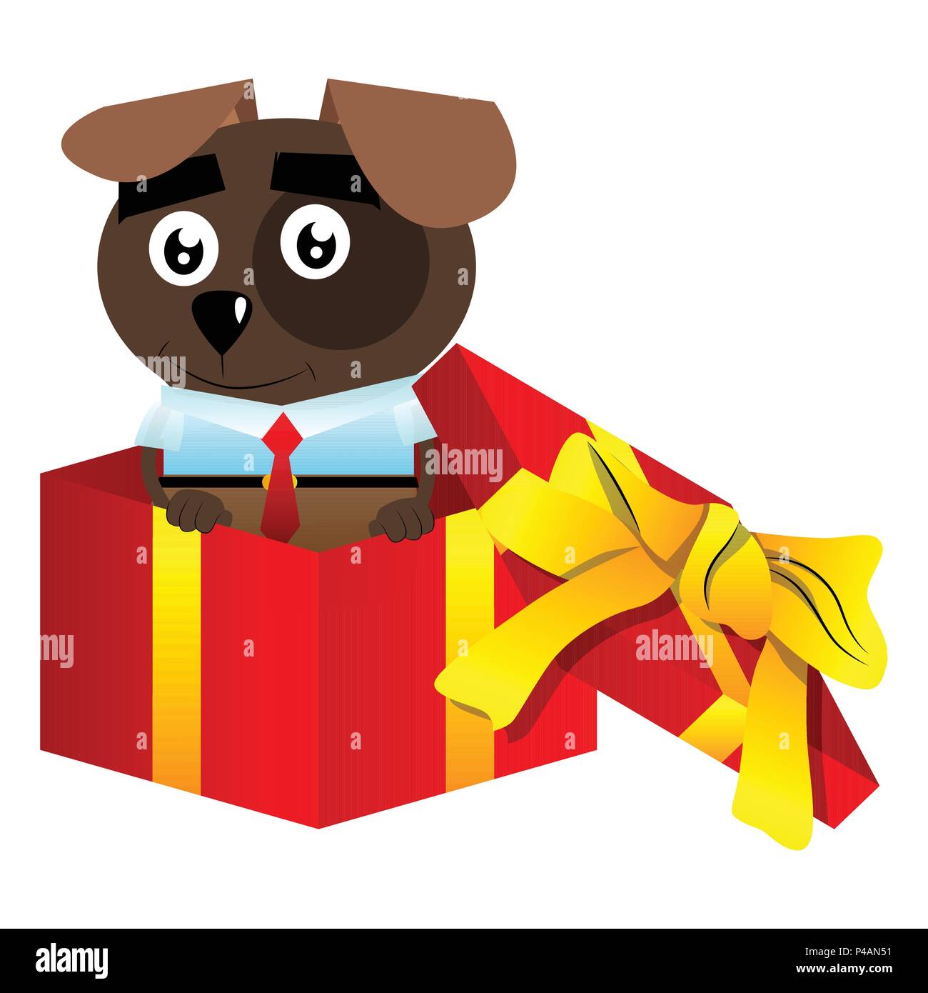 Dog in gift box Stock Vector Images - Alamy