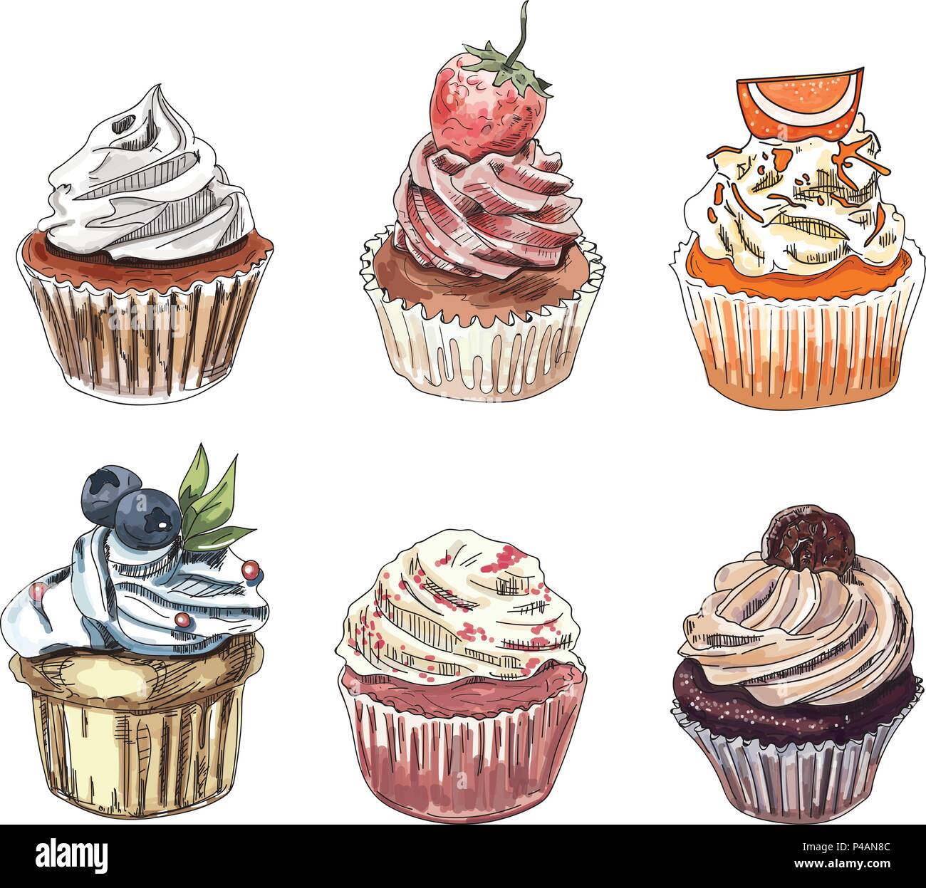 Cupcakes sketch hi-res stock photography and images - Alamy