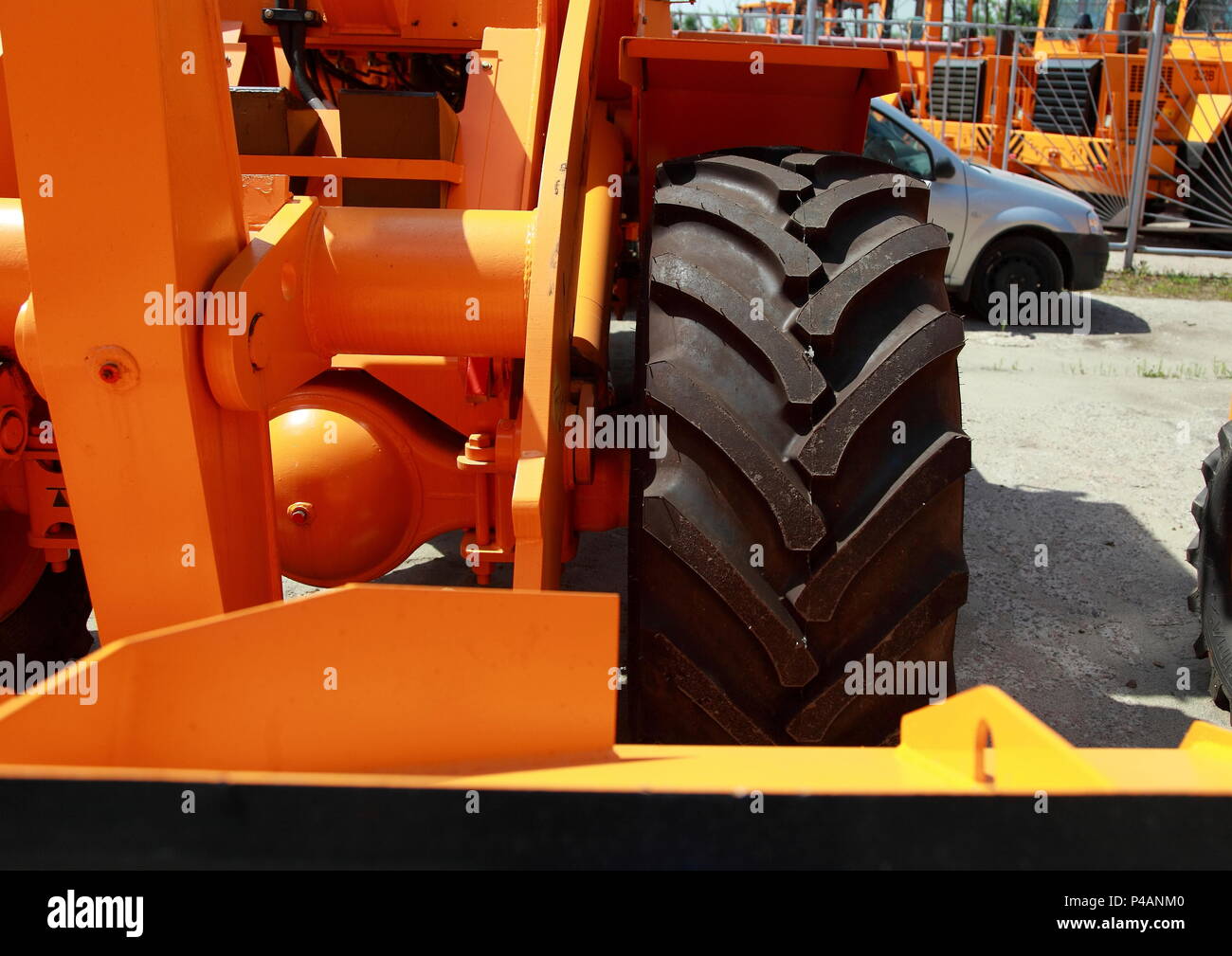 The type of tread on the wheel of the new tractor Stock Photo - Alamy