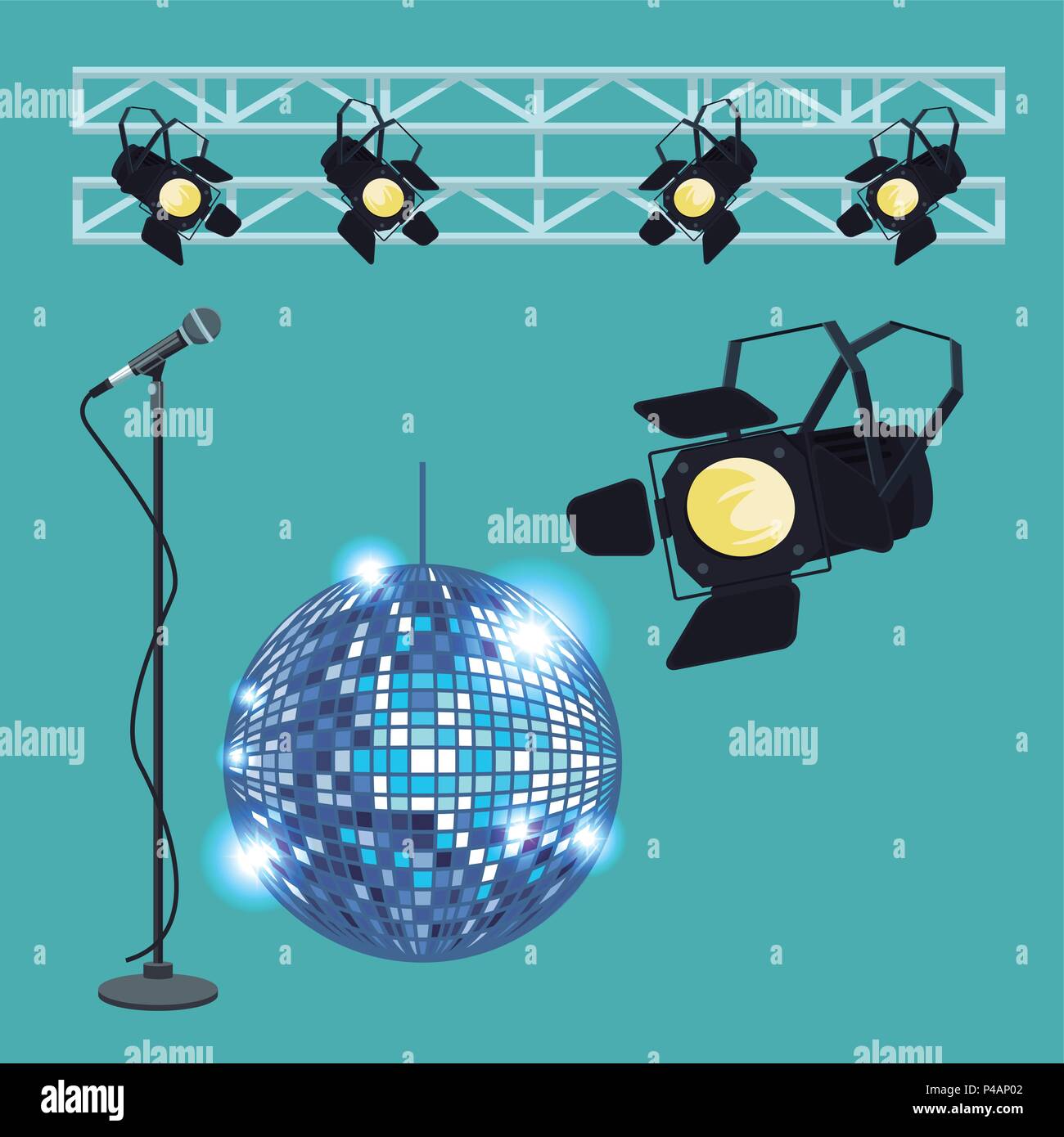 Stage lights microphone Stock Vector Images - Alamy