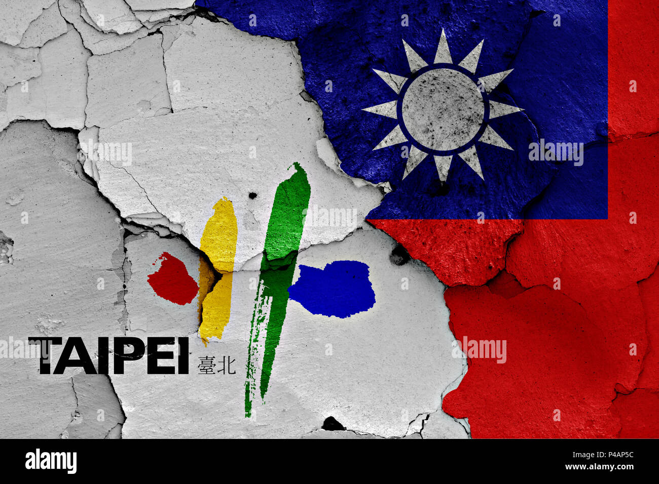 flags of Taipei and Taiwan Stock Photo - Alamy
