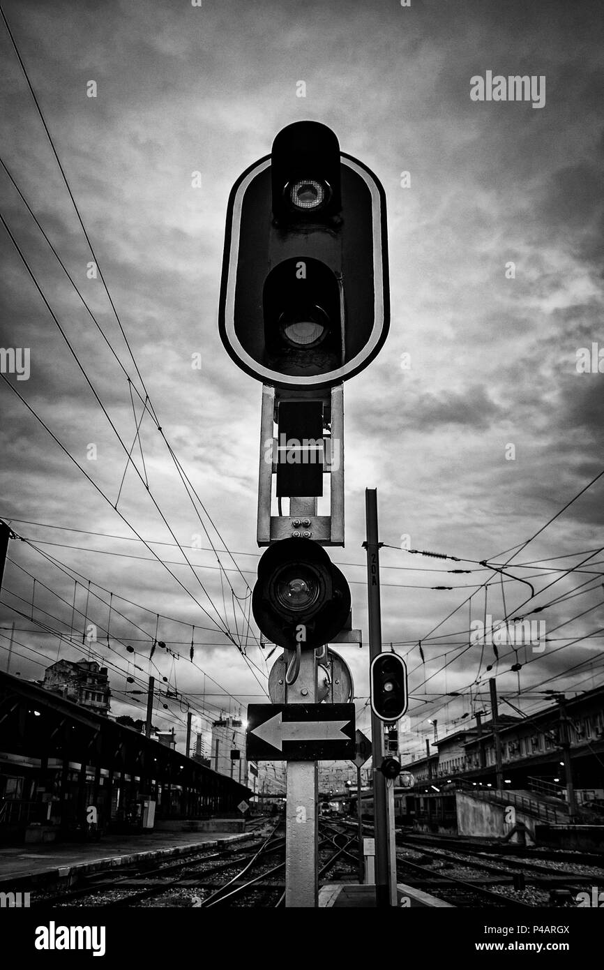 Railroad crossing sign Black and White Stock Photos & Images - Alamy