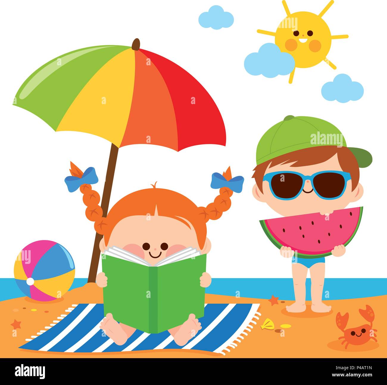 Children At The Beach Clipart
