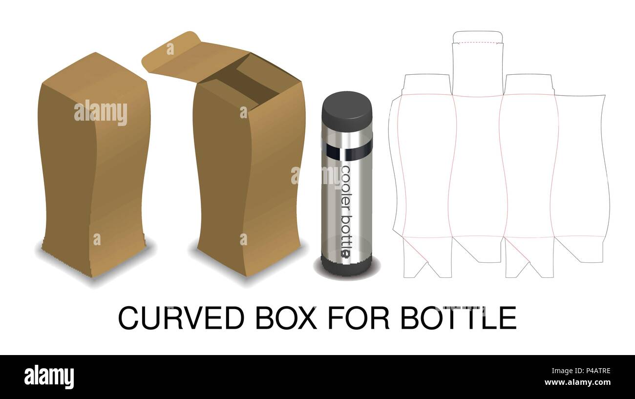 curved hard paper box for bottle packaging product Stock Vector Image ...