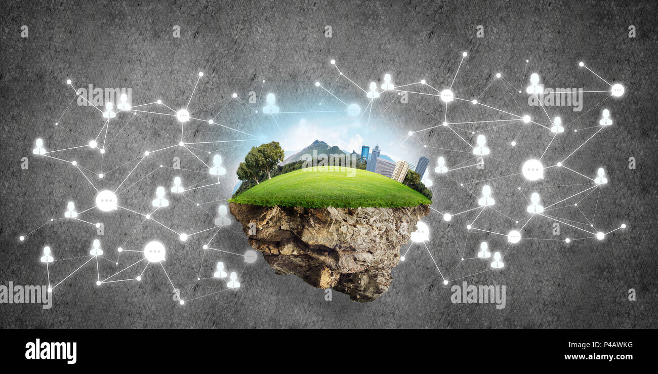 Concept of modern networking technologies and eco green construction ...