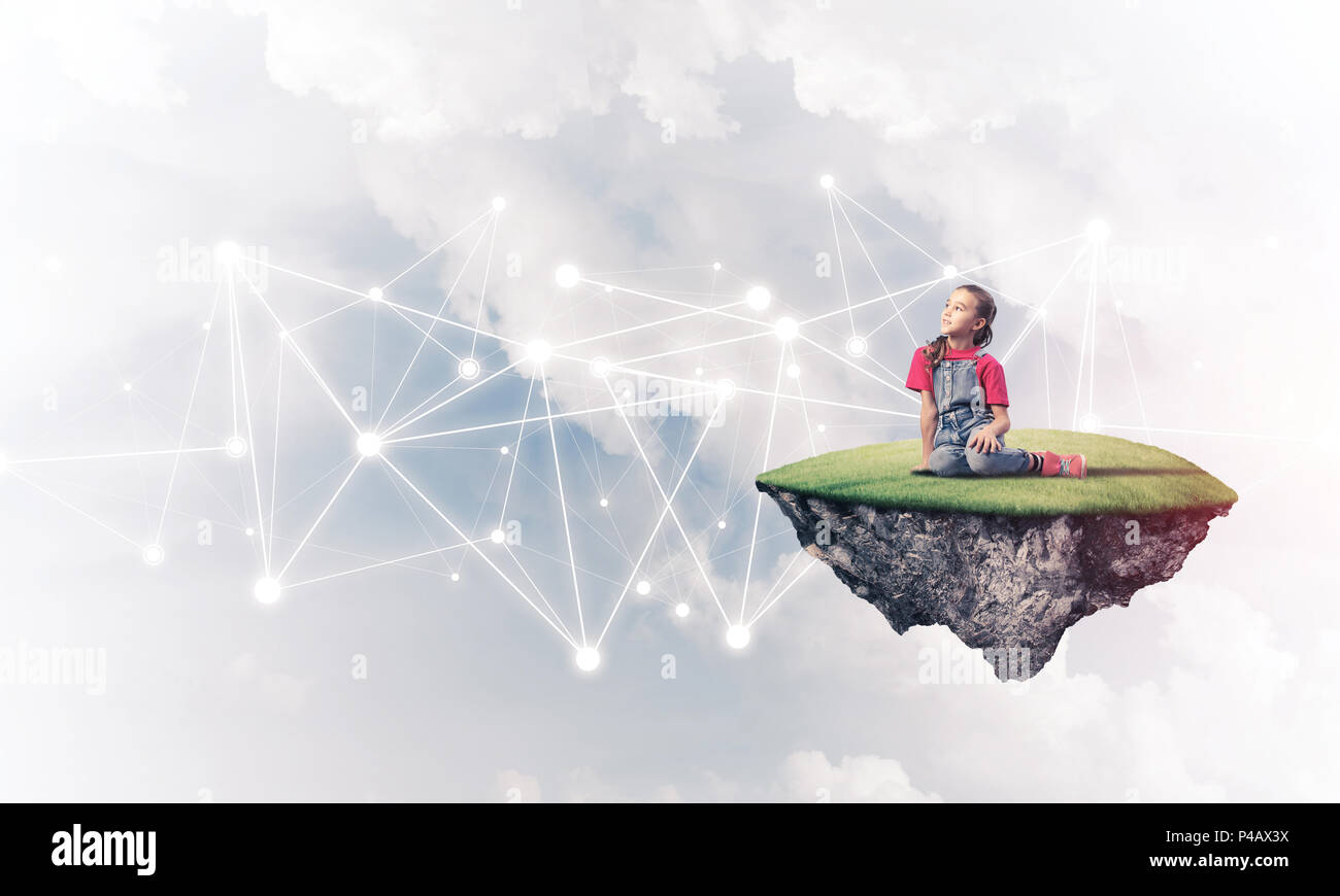 Idea of children Internet communication or online playing and pa Stock ...