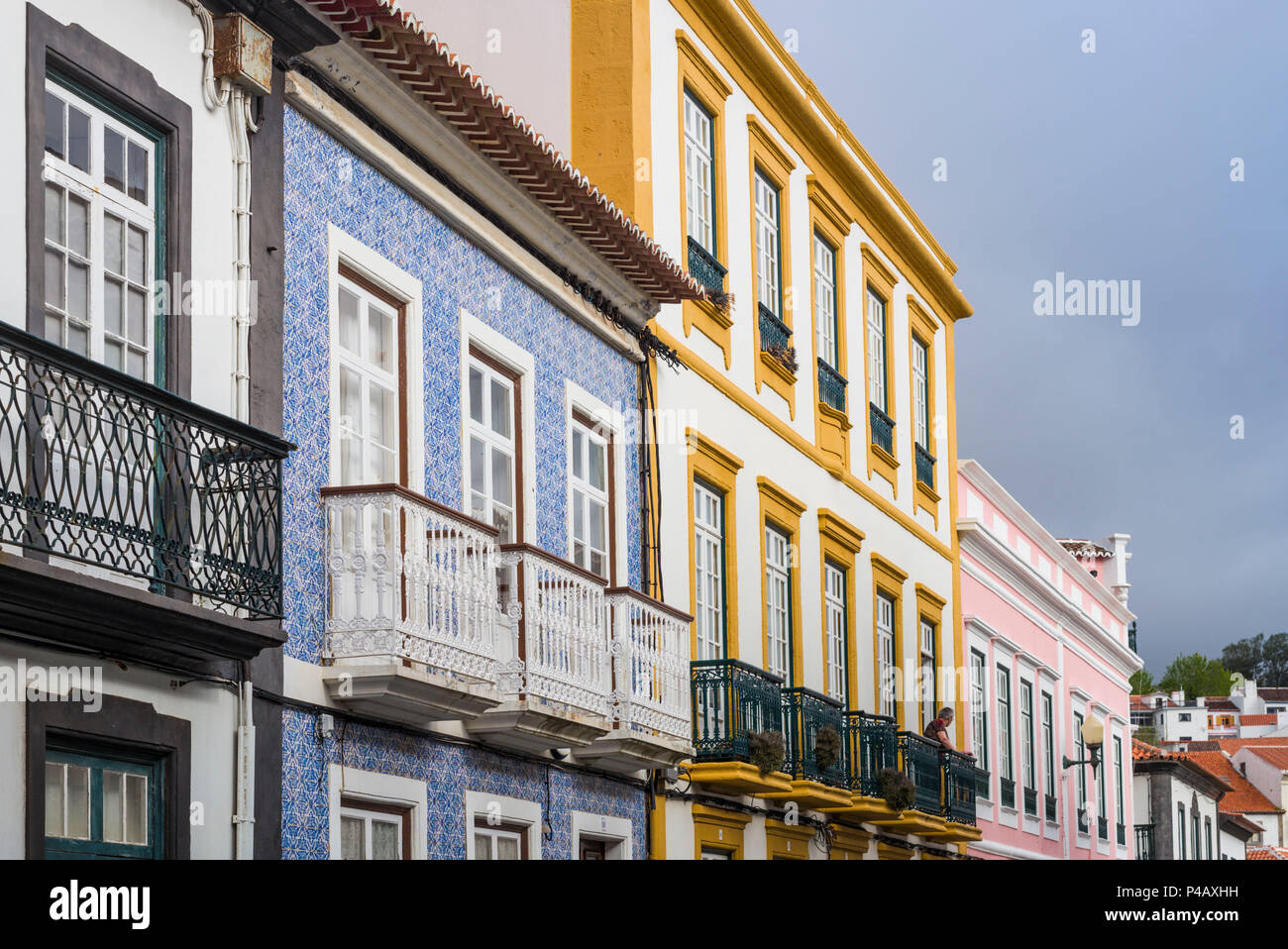 Portugal, Azores, Terceira Island, Angra do Heroismo, building details ...