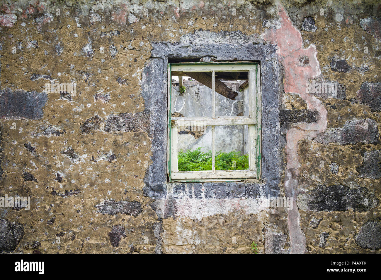 Portugal, Azores, Faial Island, Norte Pequeno, ruins of building ...