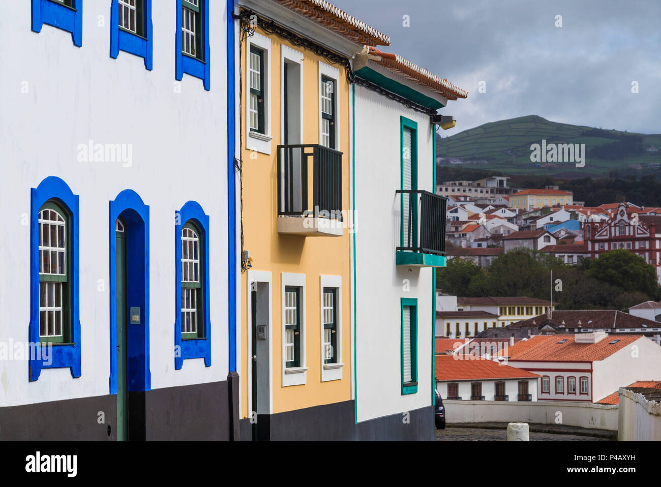 Portugal, Azores, Terceira Island, Angra do Heroismo, building details ...