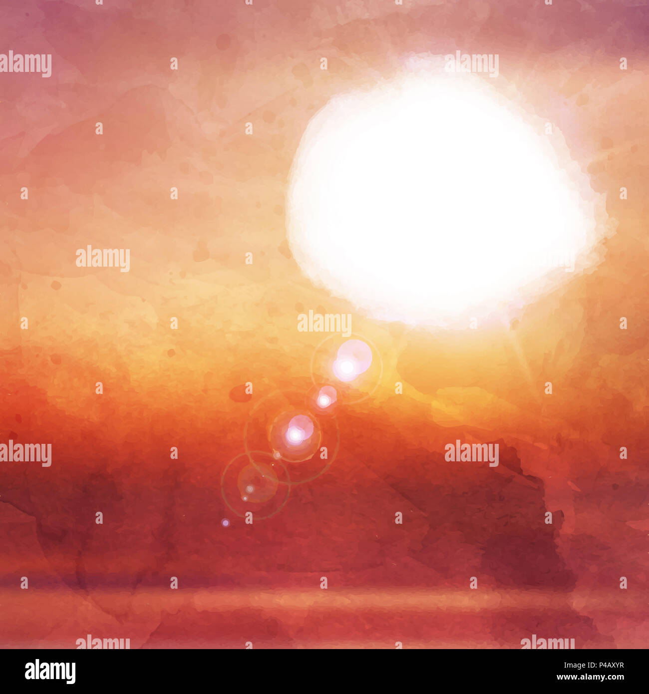 Abstract sunset background with watercolour effect Stock Photo - Alamy