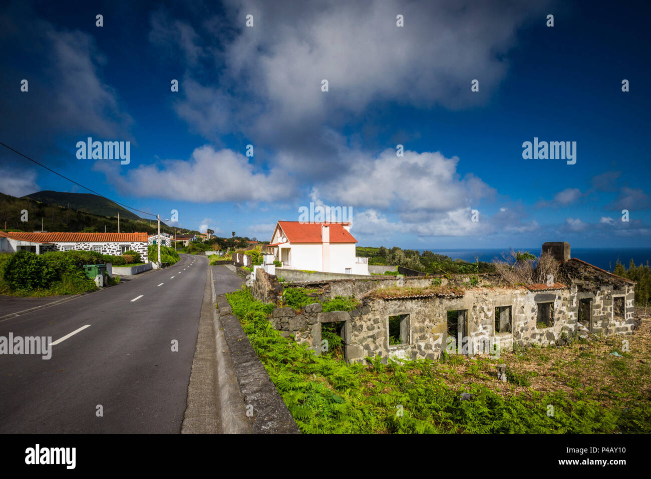 Portugal, Azores, Faial Island, Norte Pequeno, ruins of building ...