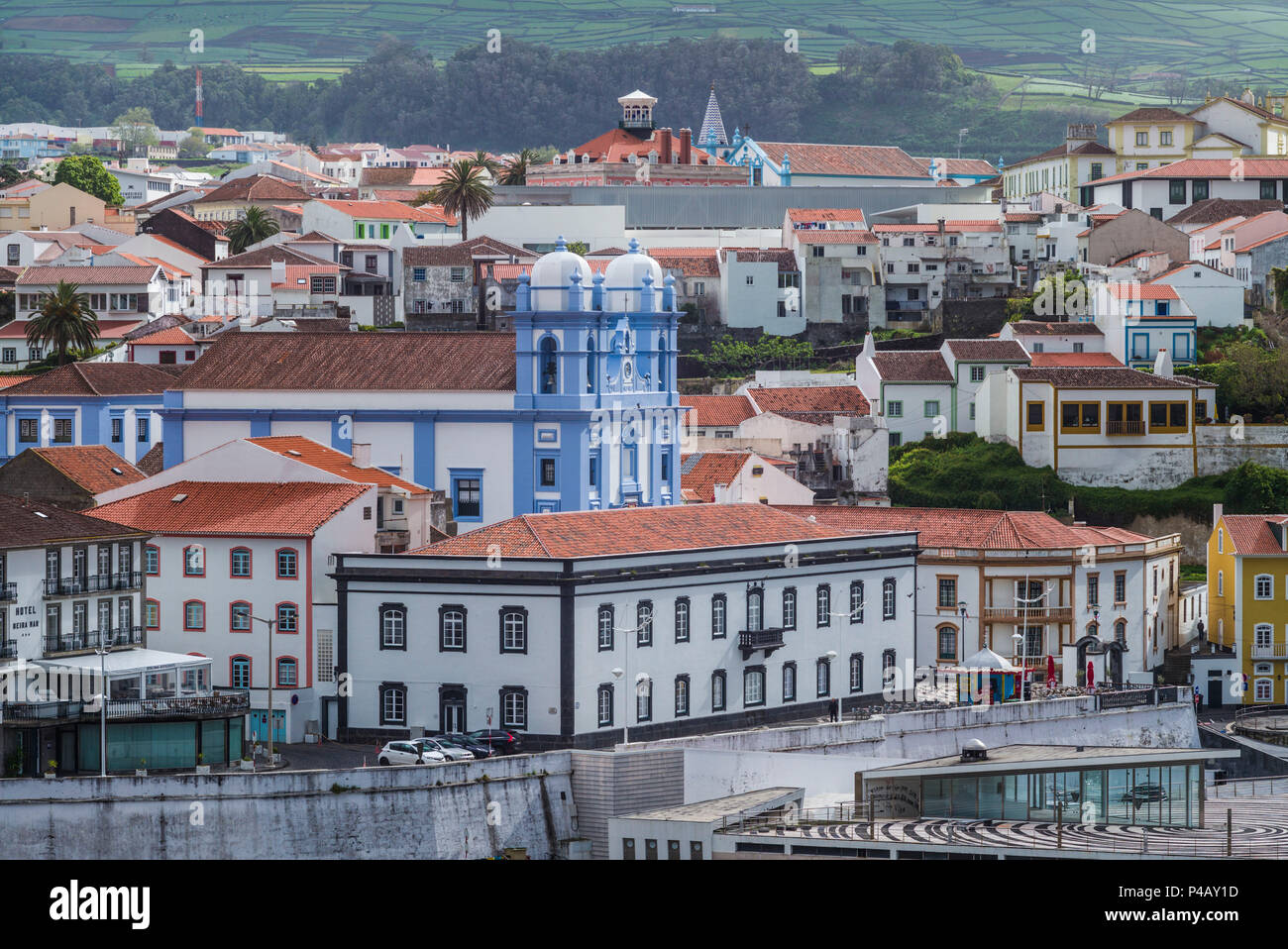 Portugal, Azores, Terceira Island, Angra do Heroismo, elevated town ...