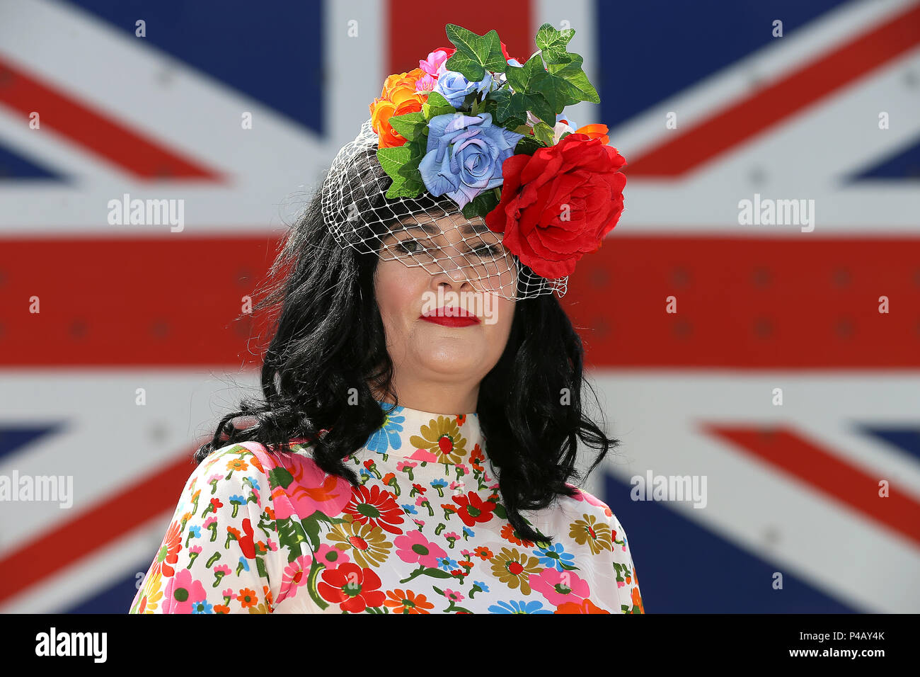 Helen Cass poses for photographs on day three of Royal Ascot at Ascot ...