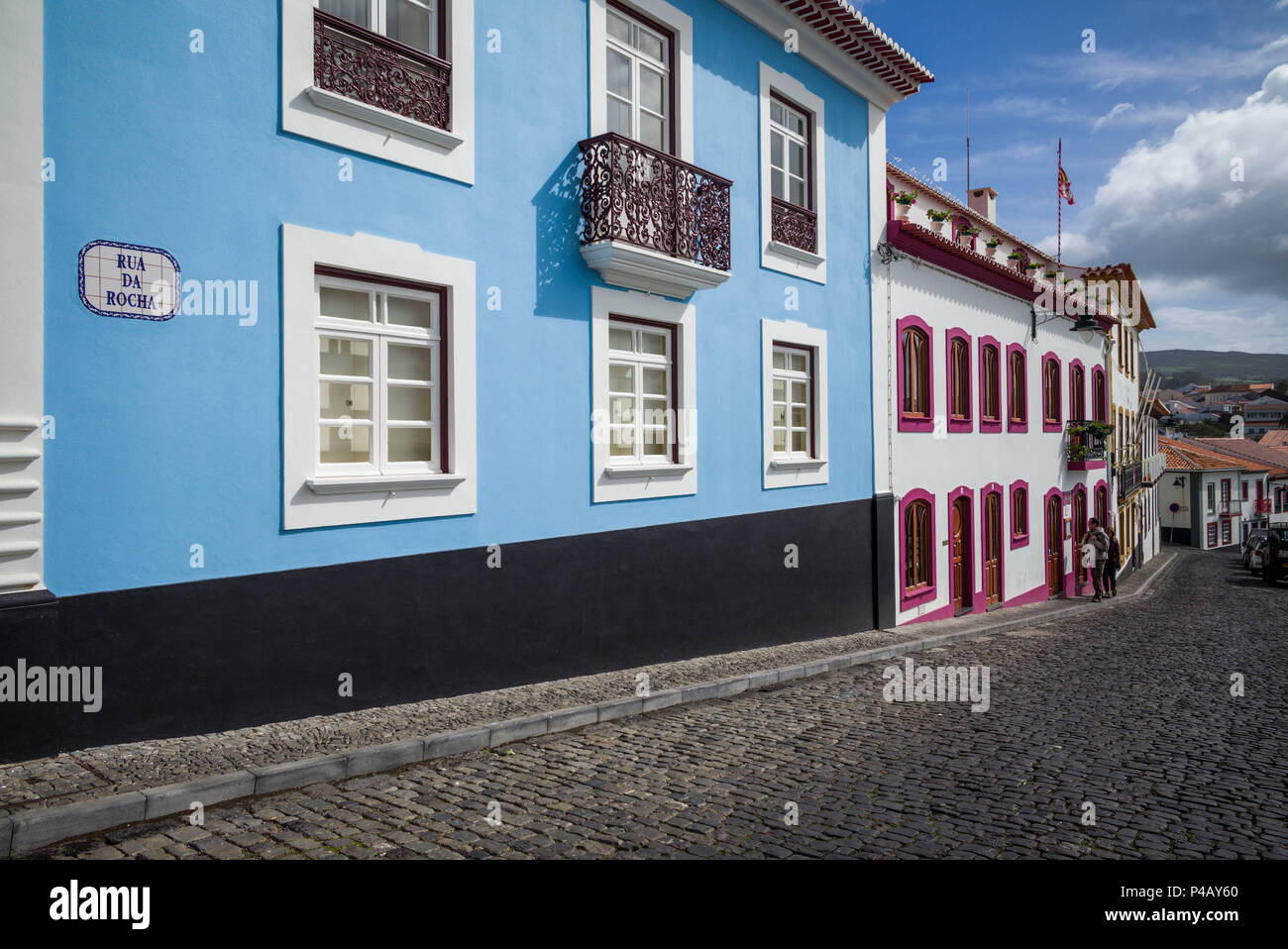 Portugal, Azores, Terceira Island, Angra do Heroismo, building details ...