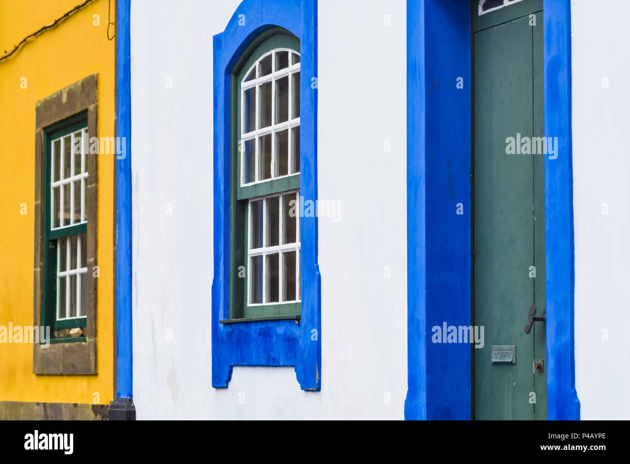 Portugal, Azores, Terceira Island, Angra do Heroismo, building details ...