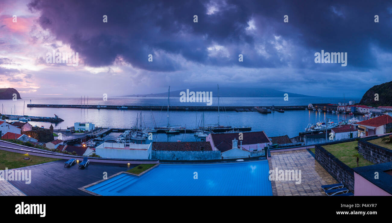 Elevated view of waterfront and pico volcano hi-res stock photography ...