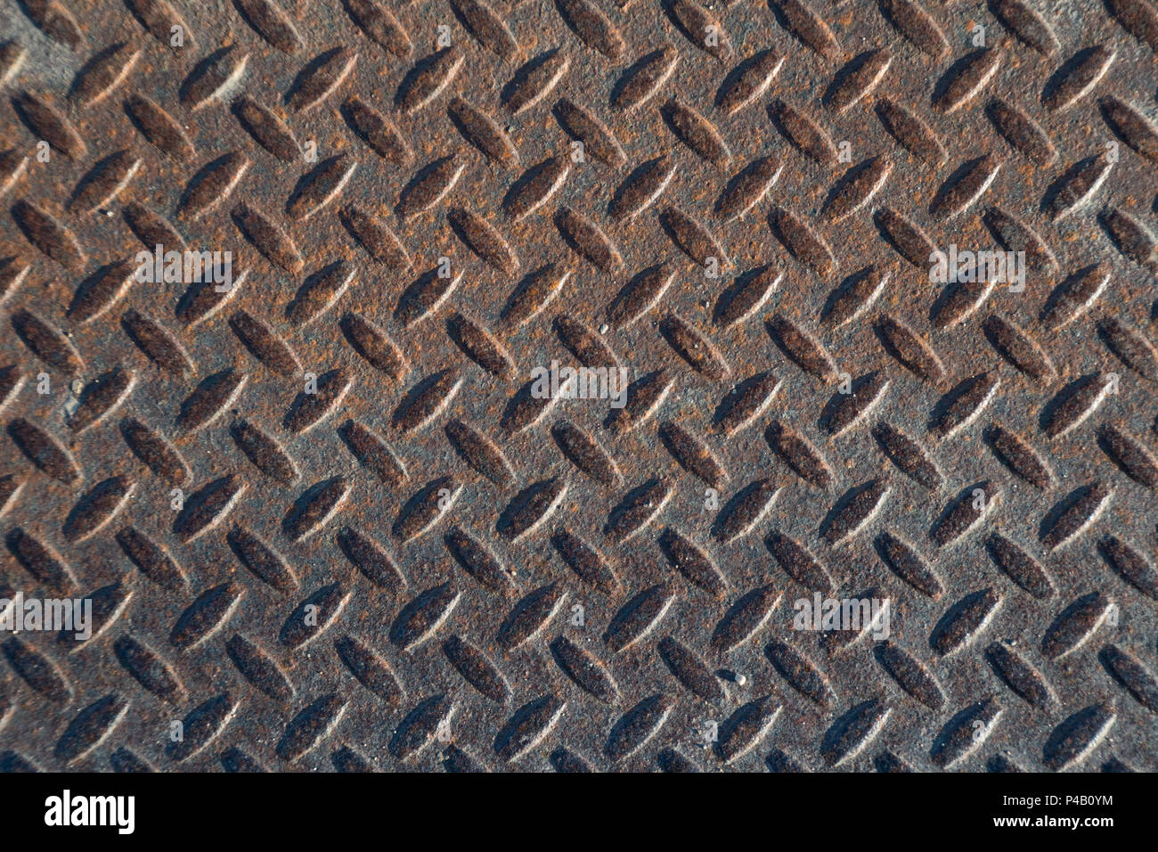 Closeup landscape of a distressed, mottled, gungy industrial ...