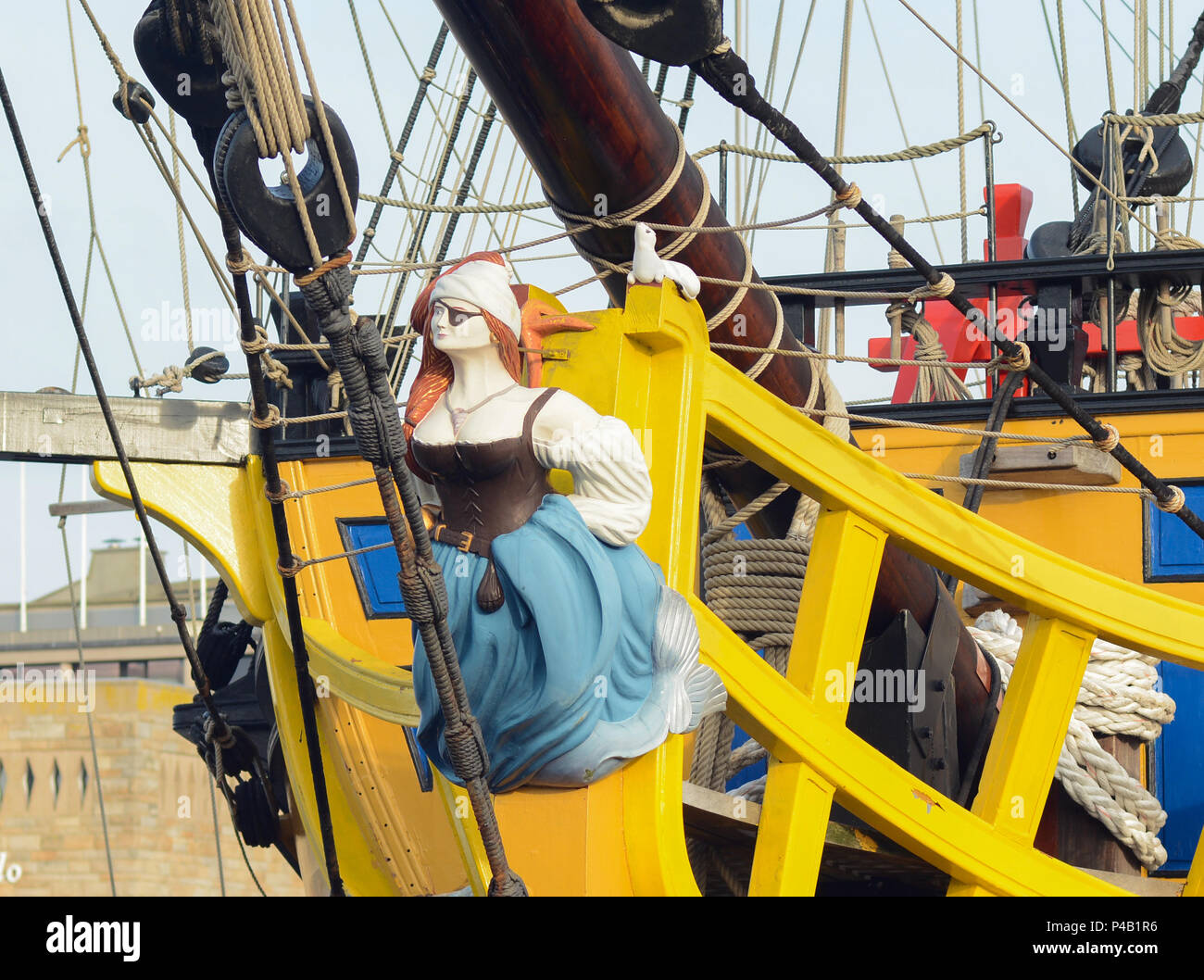 The carved figure of a woman pirate Stock Photo - Alamy