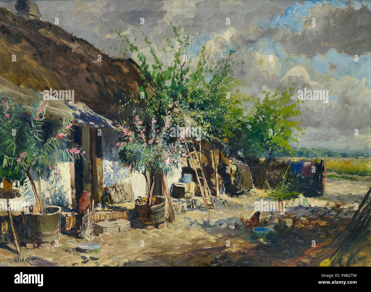 Ujvary Ignac - Thatched Worker's Cottage Stock Photo - Alamy