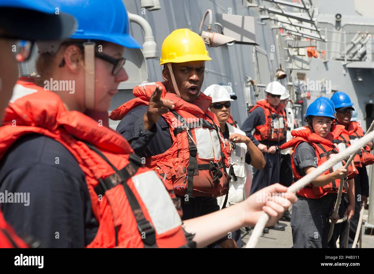 160624-N-FQ994-181 MEDITERRANEAN SEA (June 24, 2016) Boatswain's Mate ...
