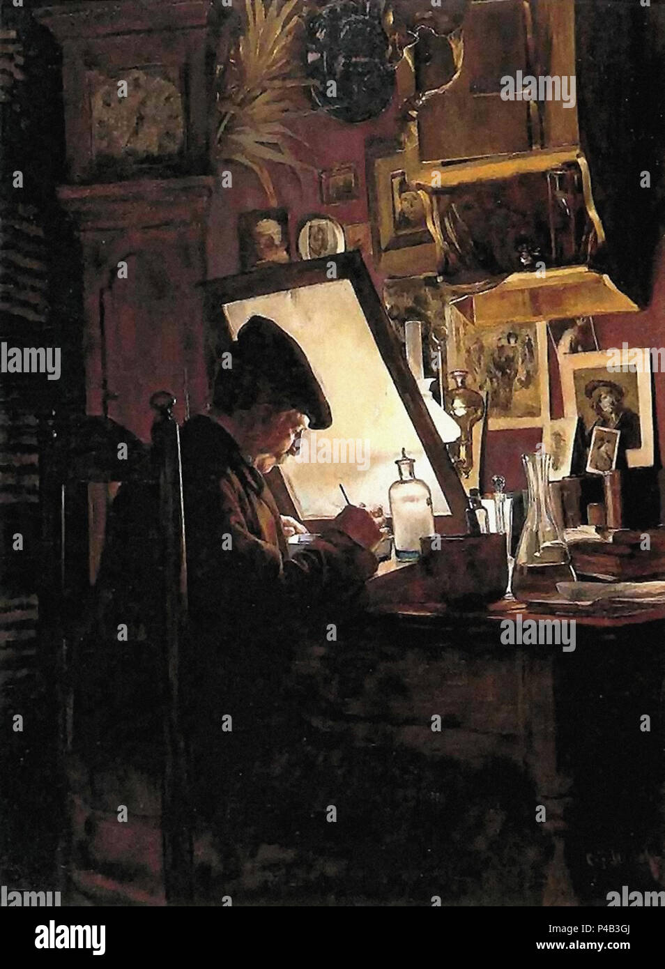 Ulrich Charles Frederic - an Etcher in His Studio Stock Photo - Alamy