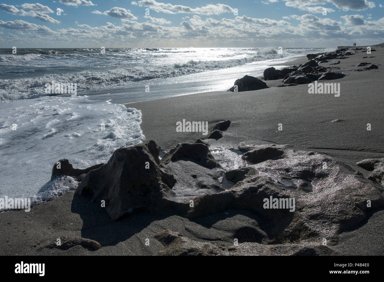 Ocean waves erode ancient coral reef, the Nature Conservancy's Blowing Rocks Preserve, Jupiter ...