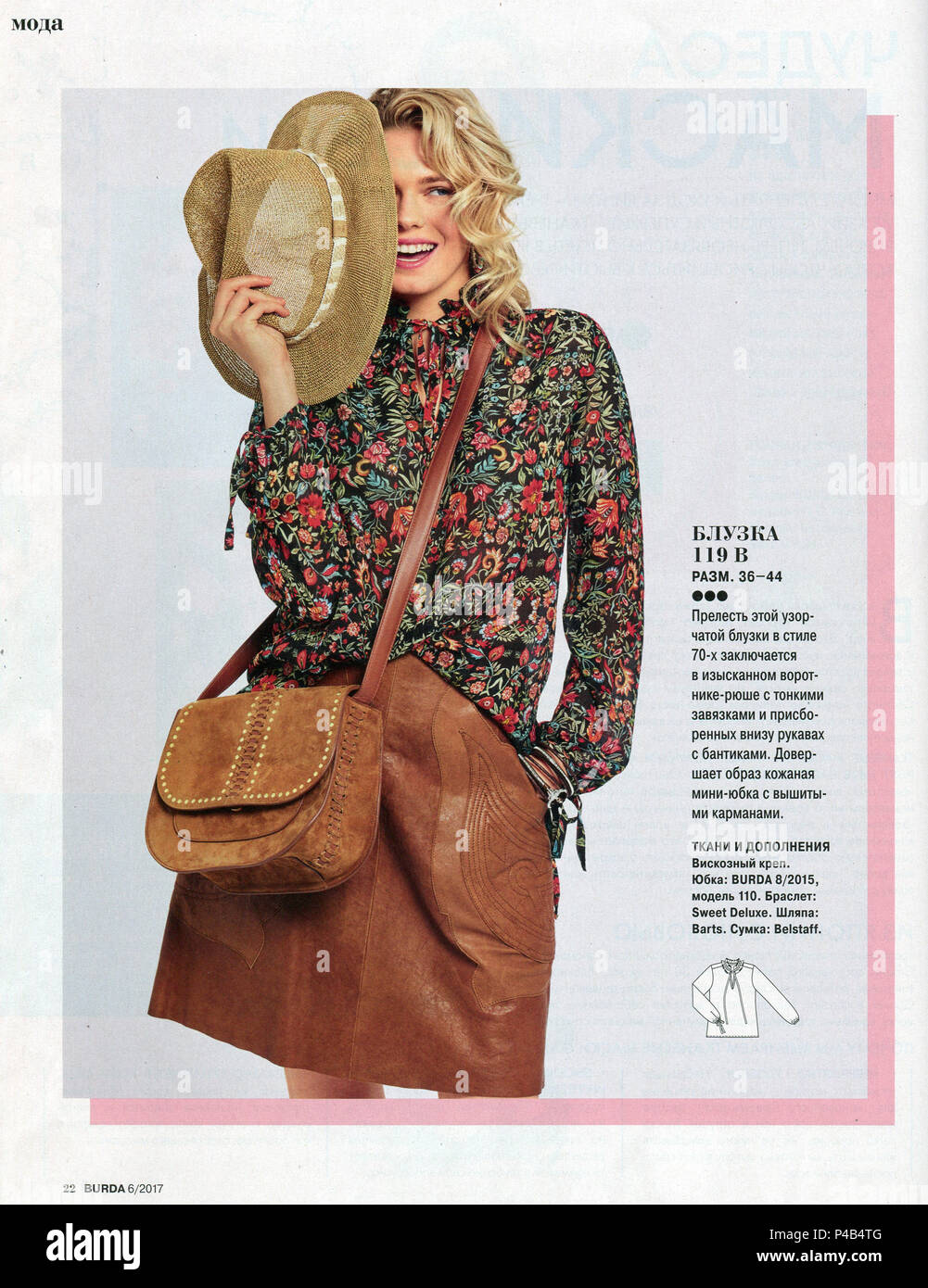 The inside of Russian magazine "Burda Stock Photo - Alamy