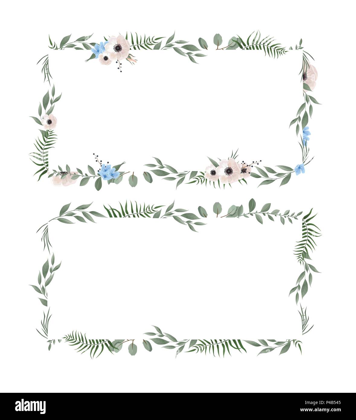 Vector set. Floral frame. Frame border with copy space Stock Vector ...