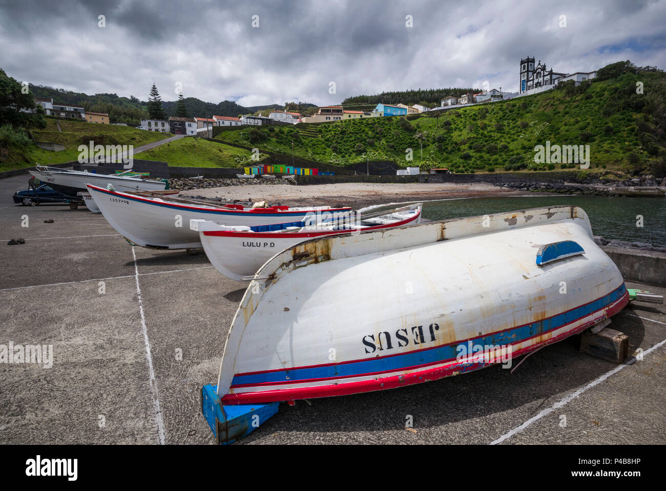 Portugal, Azores, Sao Miguel Island, Porto Formoso, fishing boats Stock ...
