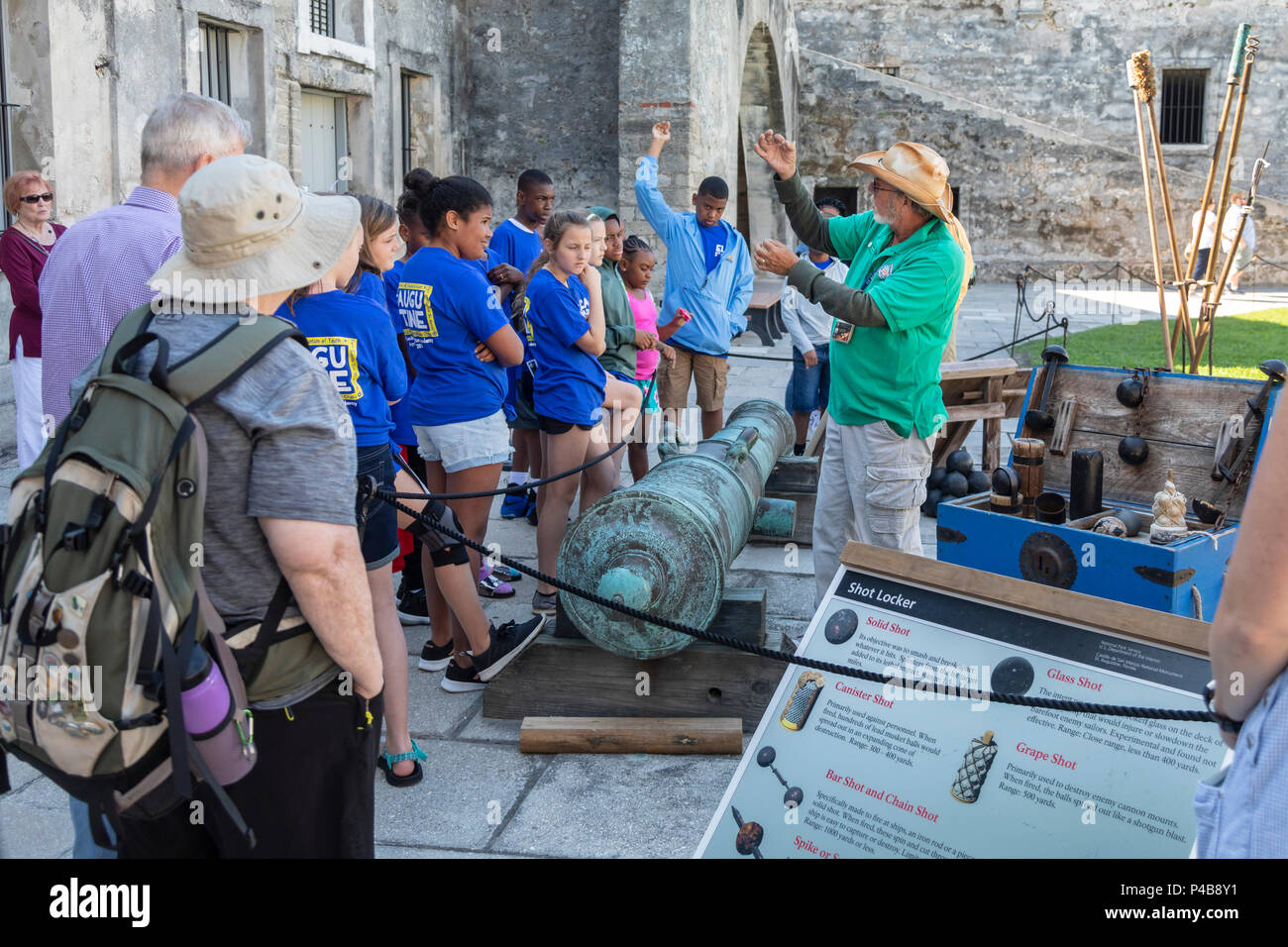 St. Augustine, Florida - A guide talks to students about the weapons ...