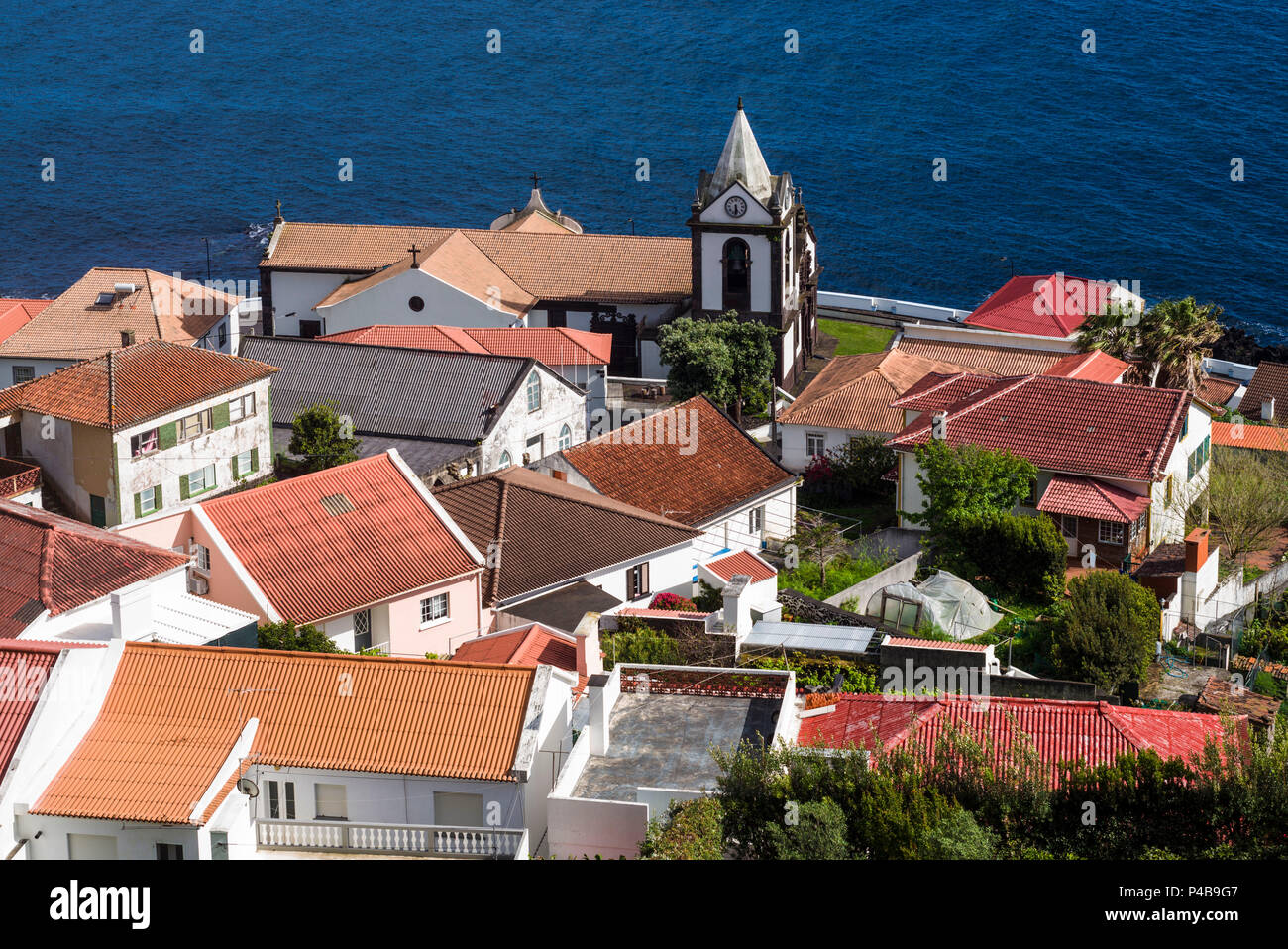 Portugal, Azores, Sao Jorge Island, Calheta, elevated town view Stock ...
