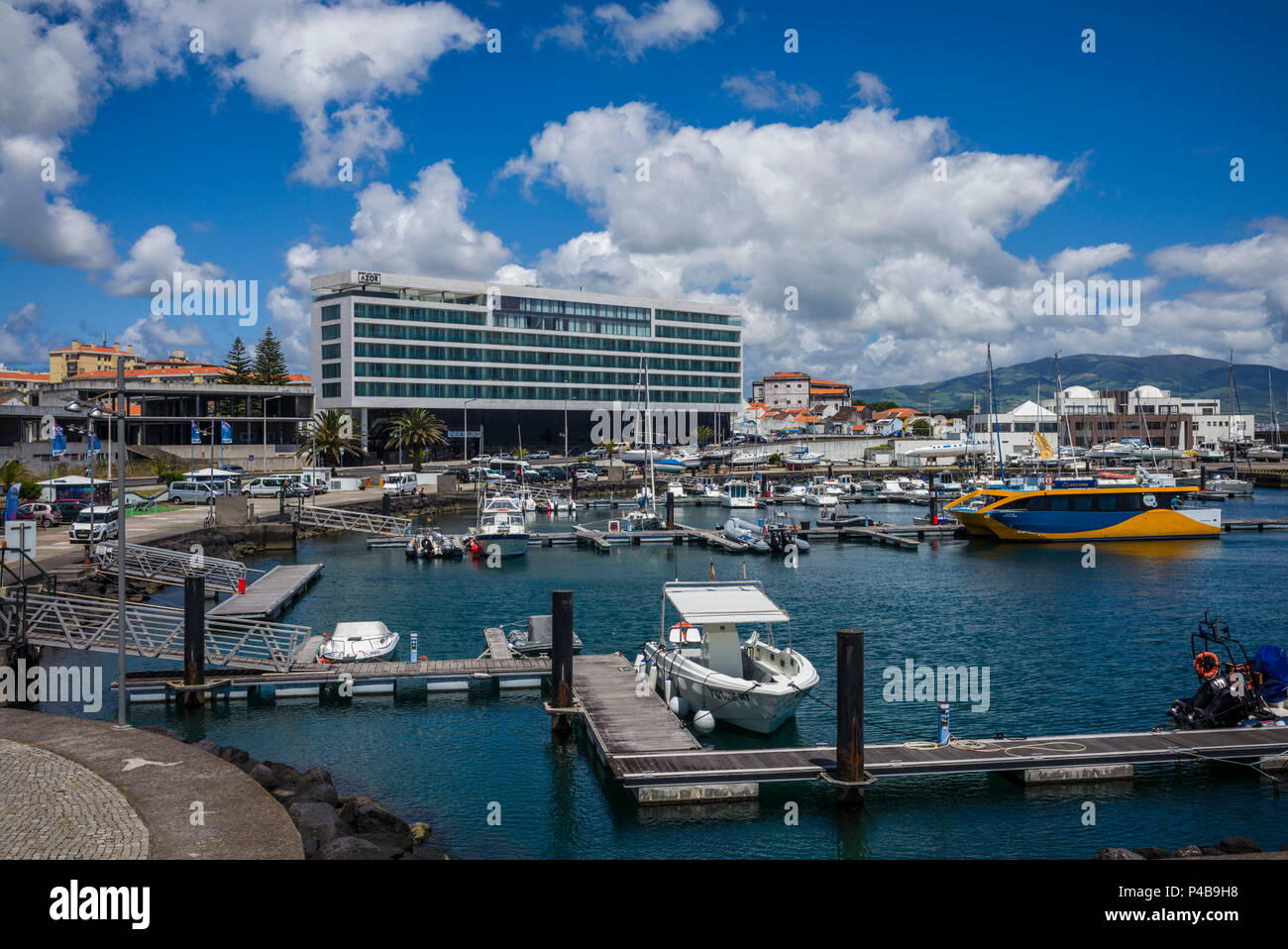 Portugal, Azores, Sao Miguel Island, Ponta Delgada, marina area, Hotel ...