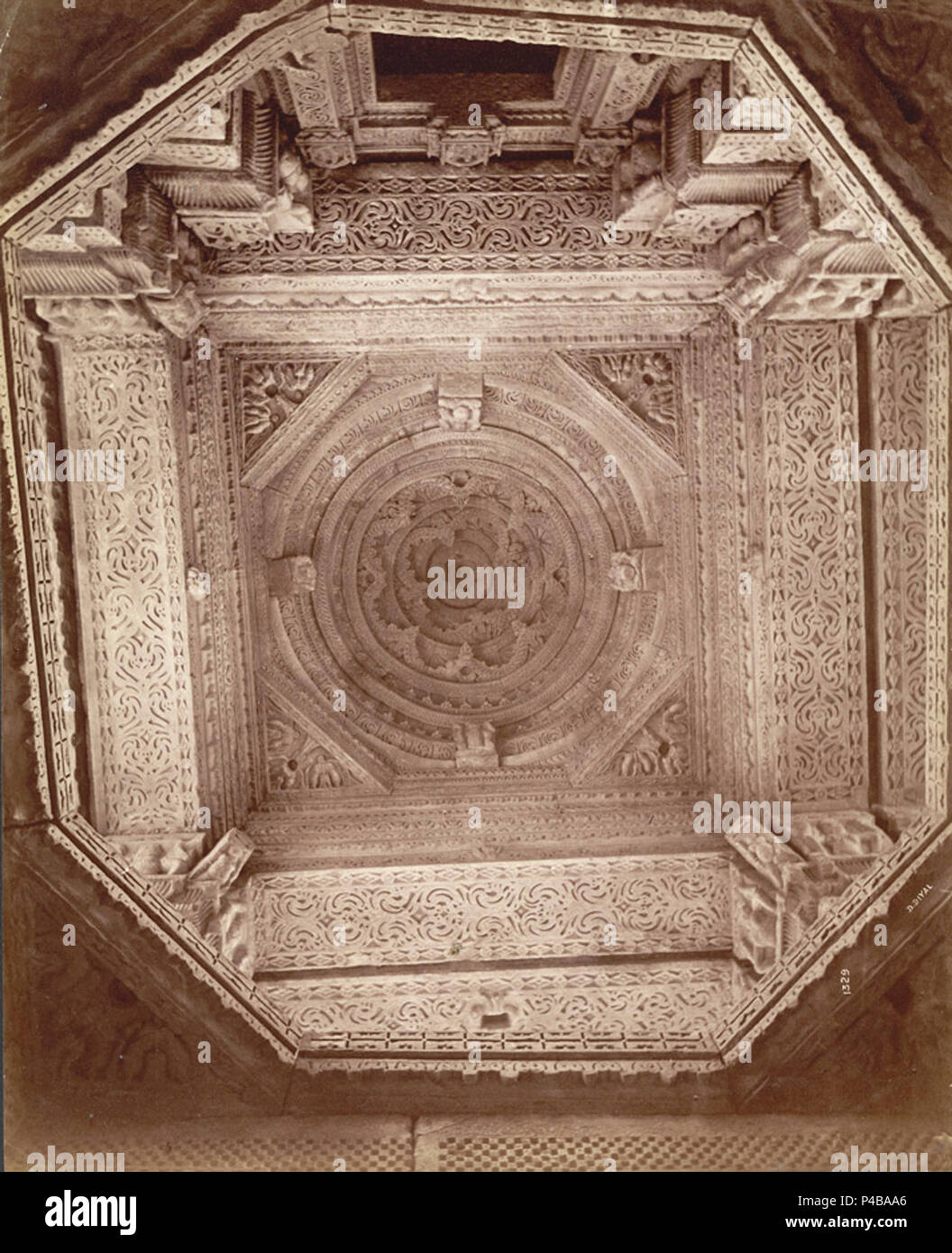 11th century portico ceiling in one of the mandapas of the 3-storey Sas ...