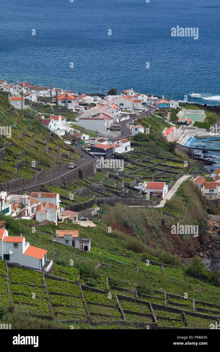 Portugal, Azores, Santa Maria Island, Maia, elevated town view Stock ...