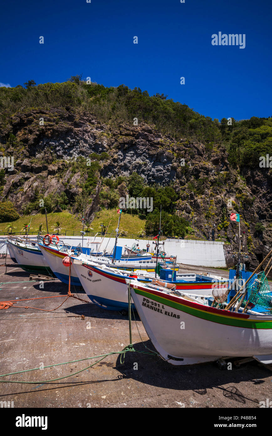 Portugal, Azores, Sao Miguel Island, Caloura, fishing boats Stock Photo ...