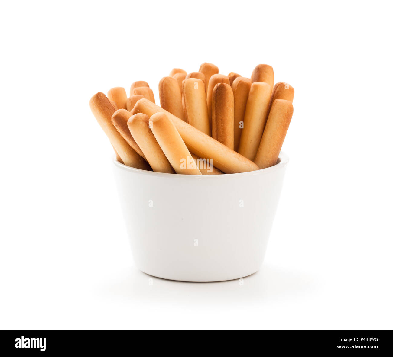 Salted bread sticks in white bowl isolated Stock Photo - Alamy