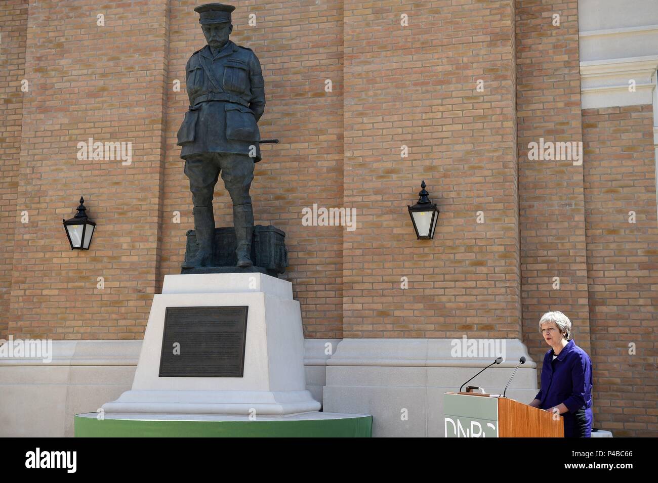 Theresa May attends the official handover of the newly built Defence ...
